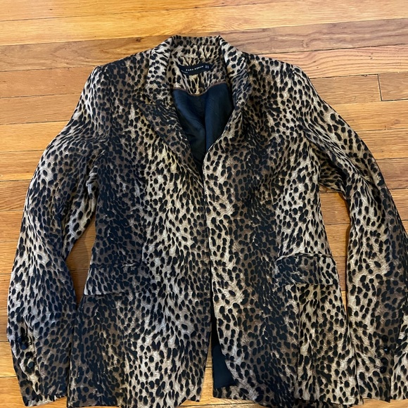 Zara | Jackets & Coats | Zara S Leopard Animal Print Blazer Suit Jacket ...